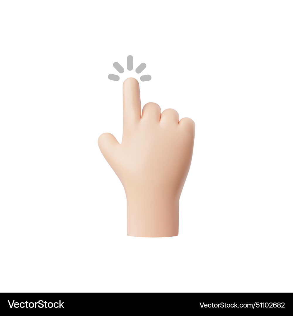 3d cartoon hand icon for touch control graphics Vector Image