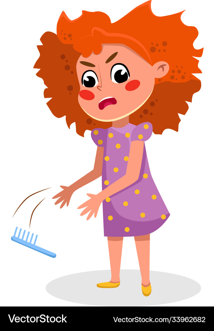 Angry girl throwing comb ot wanting o her Vector Image