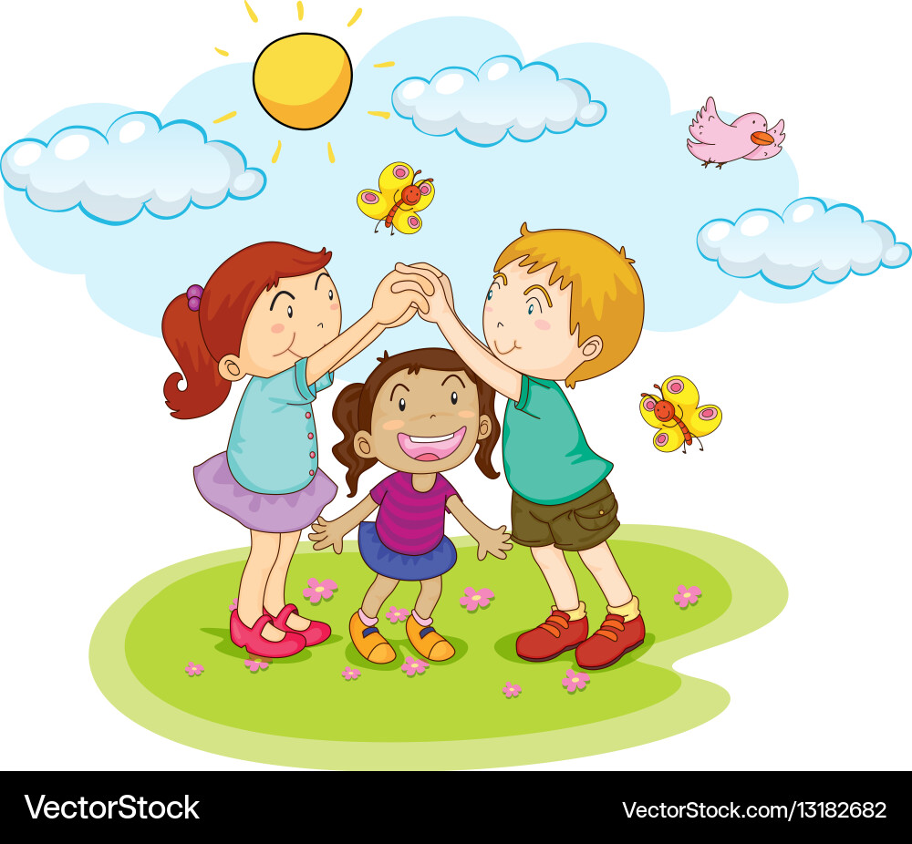 Children playing game in the park Royalty Free Vector Image