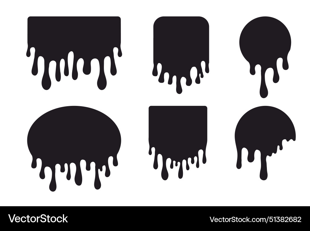 Melt drip circle silhouette paint round splash Vector Image