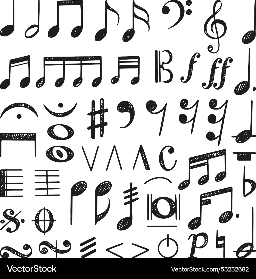 Musical notes sketch collection doodle note music Vector Image