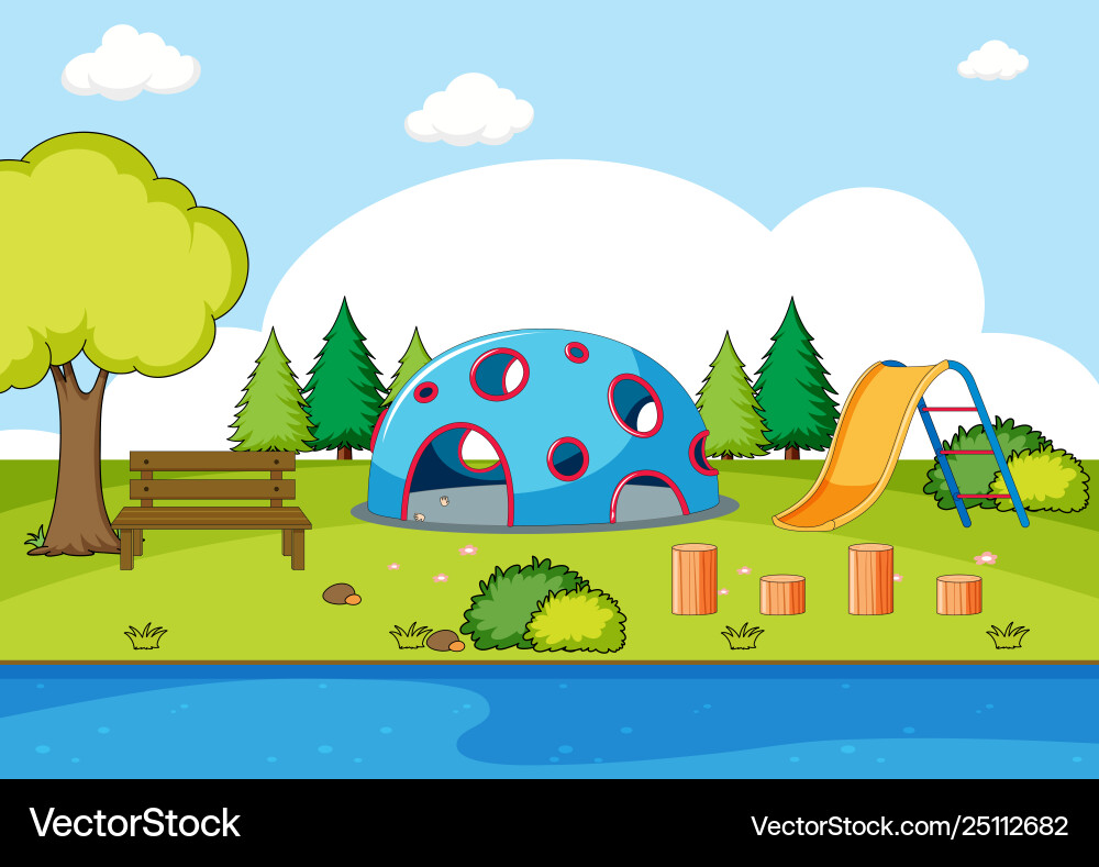 Playground in park scene Royalty Free Vector Image