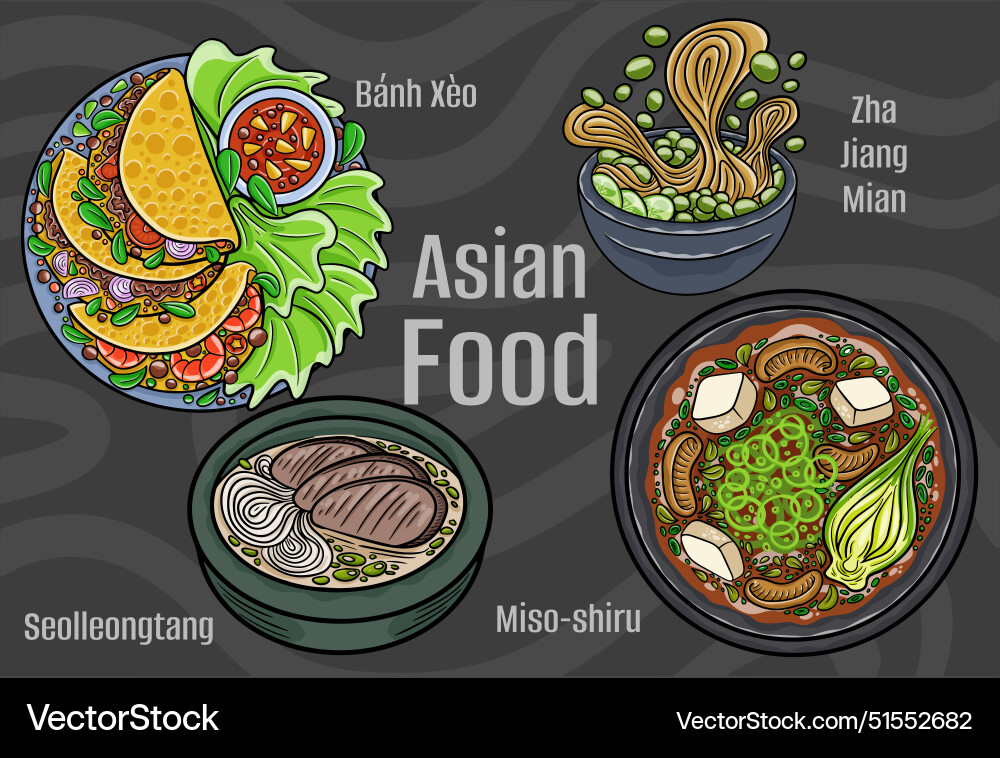 Popular asian food hand-drawn Royalty Free Vector Image