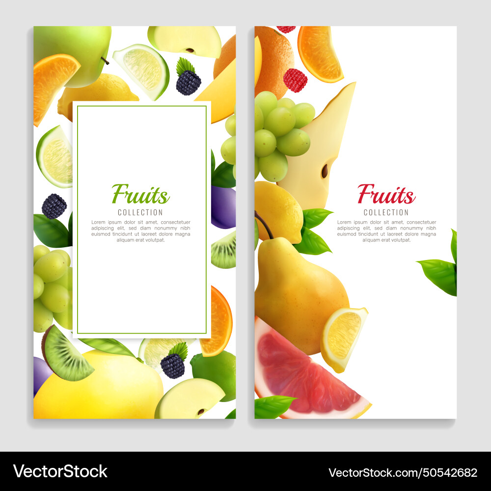 Realistic fruits design set Royalty Free Vector Image