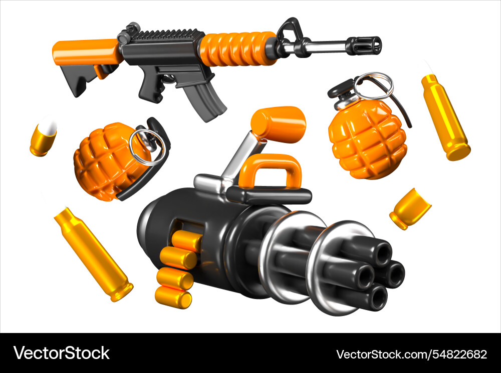 Realistic minigun machine gun cartridge Royalty Free Vector