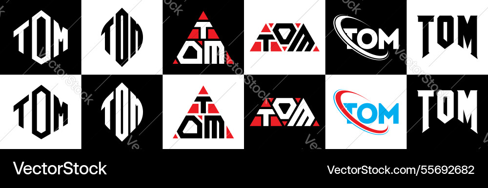 Tom letter logo design in six style polygon Vector Image