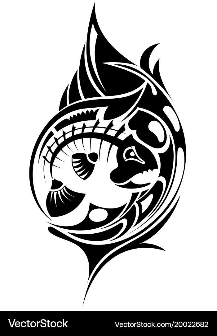 Tribal tattoo with fish Royalty Free Vector Image