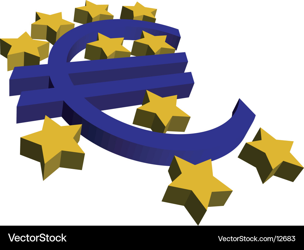 3d euro and stars Royalty Free Vector Image - VectorStock
