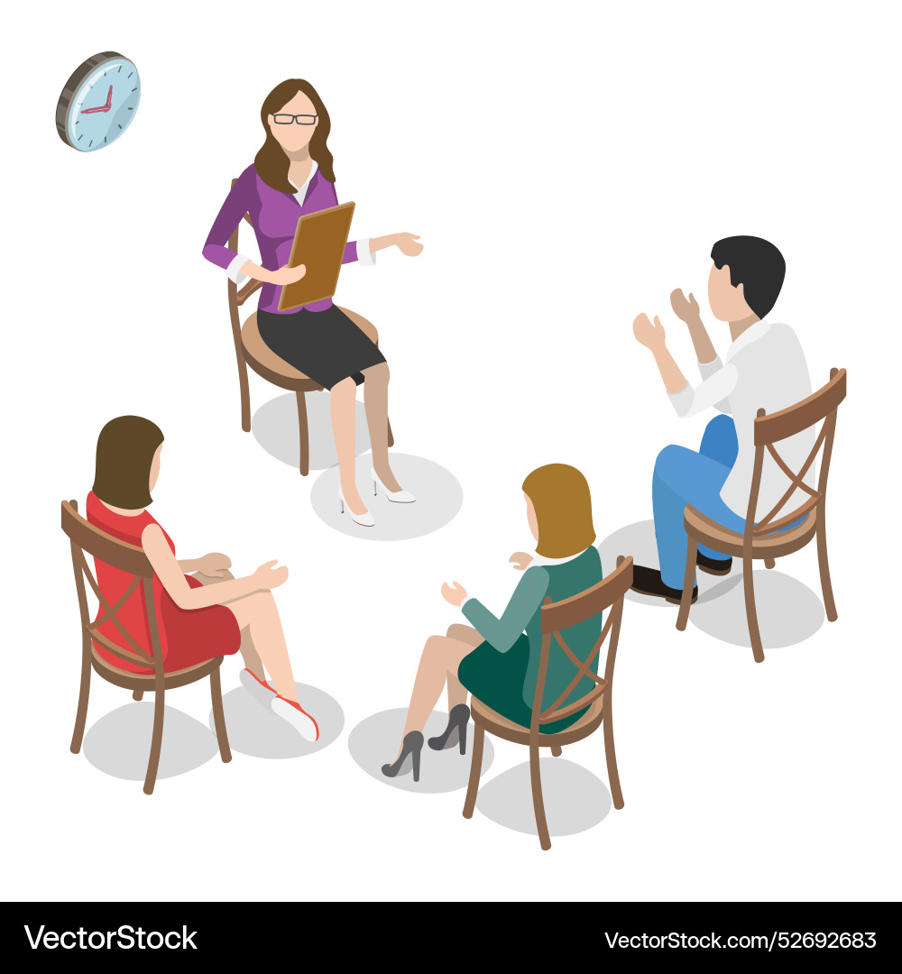 3d isometric flat set of psychotherapy Royalty Free Vector