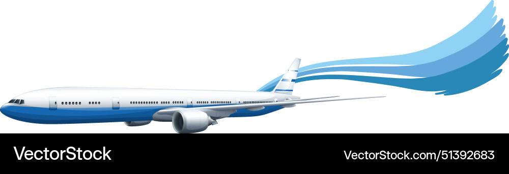 A blue airplane with streaks Royalty Free Vector Image