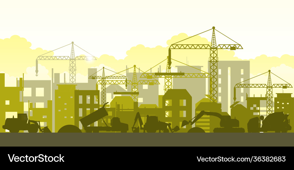 Construction Site Silhouette Royalty Free Vector Image