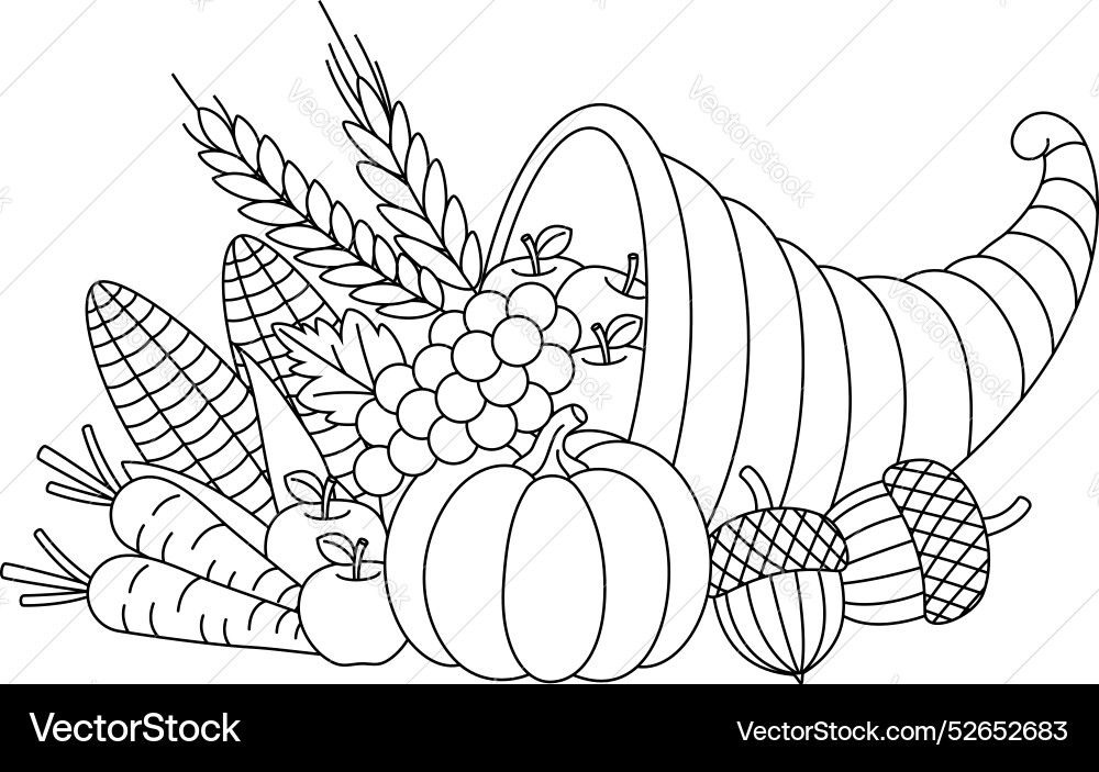 Cornucopia of Fruits and Vegetables Royalty Free Vector