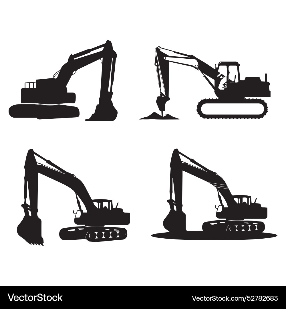 Excavator heavy equipment vehicle icon Royalty Free Vector