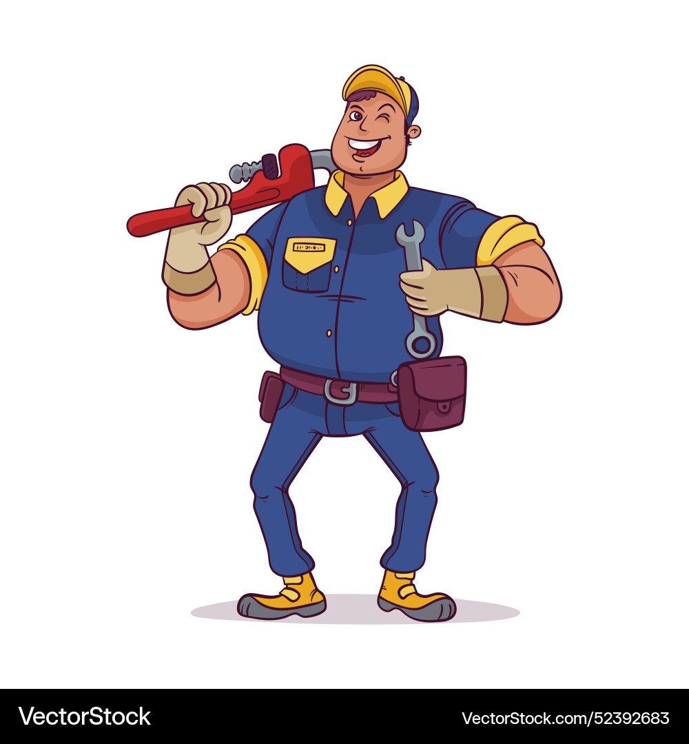 Hand drawn handyman cartoon Royalty Free Vector Image