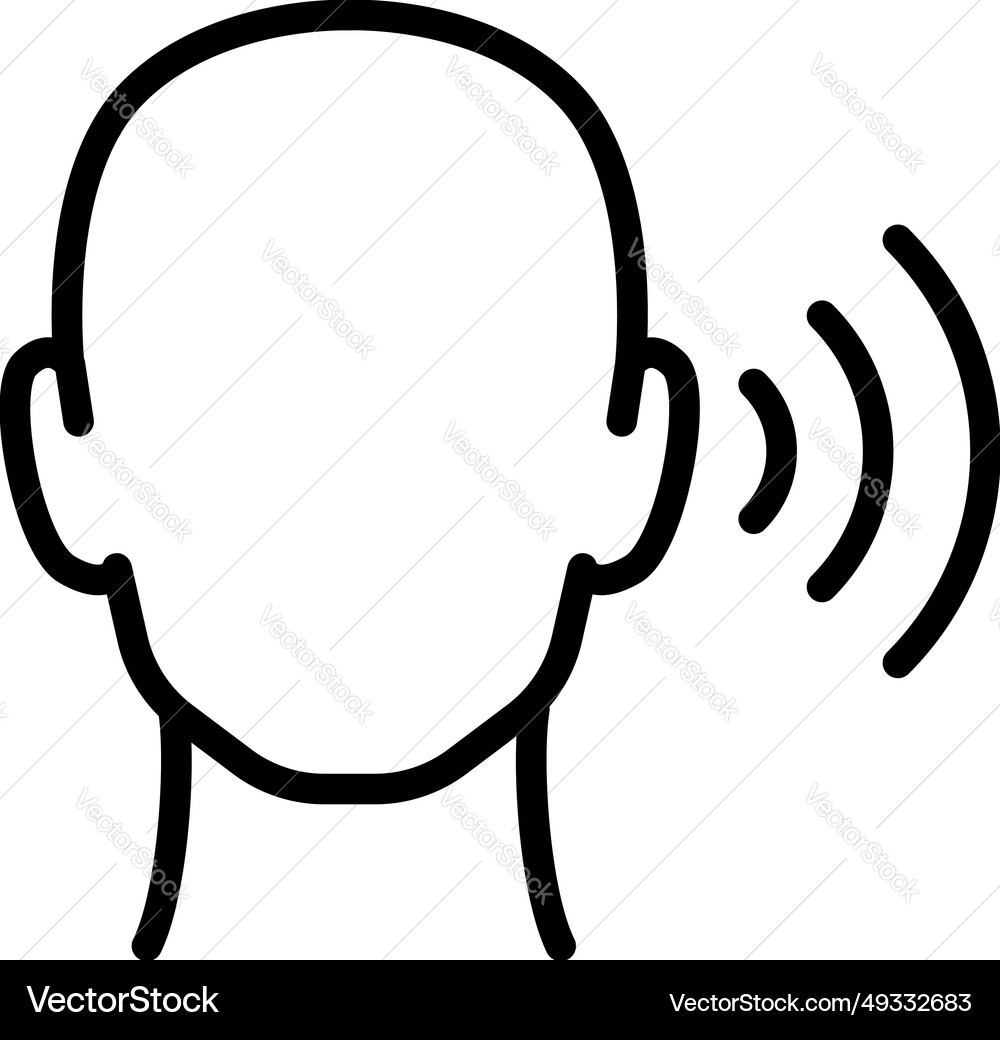 Hearing aid on human ear linear icon head Vector Image