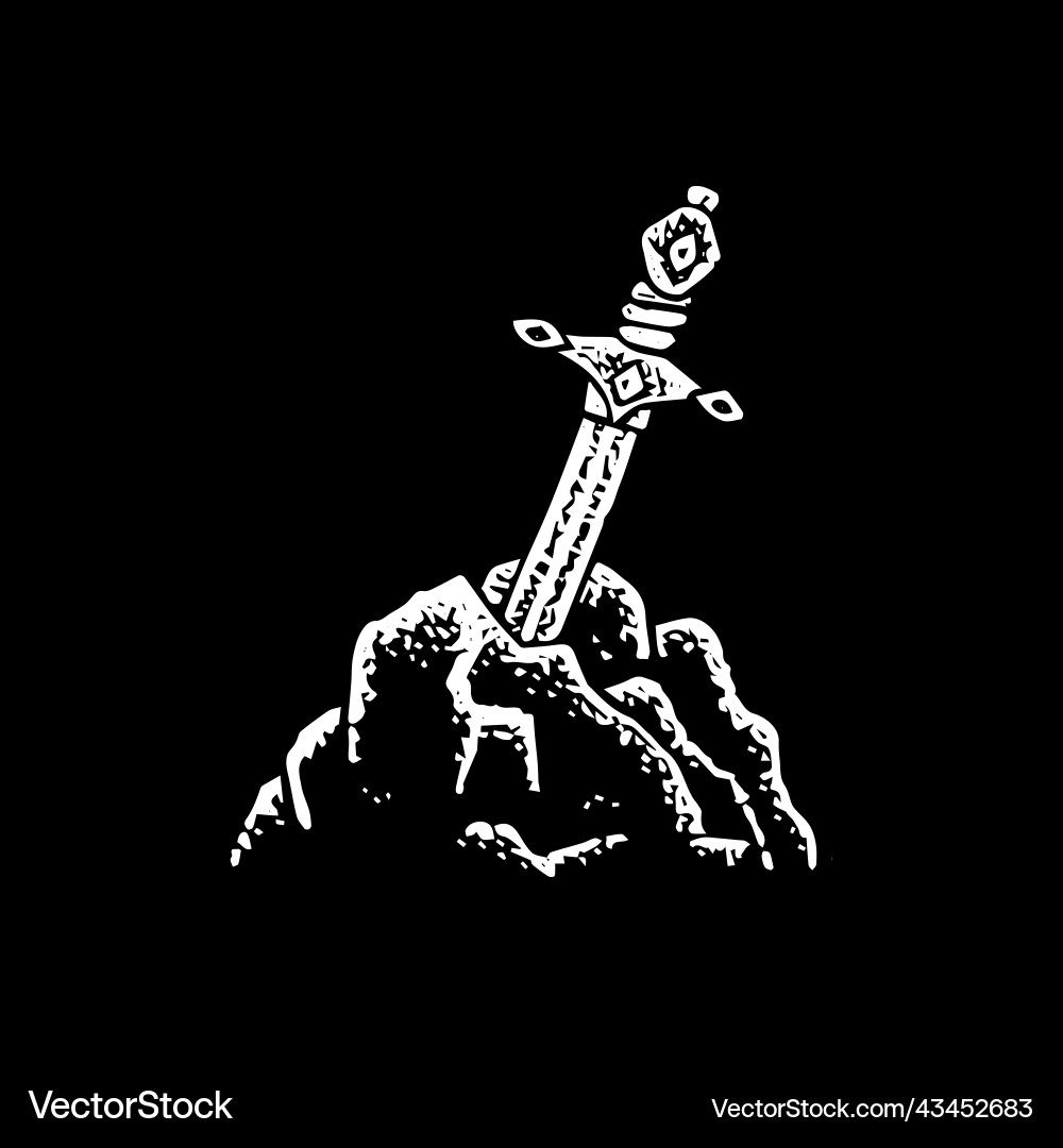 Medieval Sword in Stone Royalty Free Vector Image