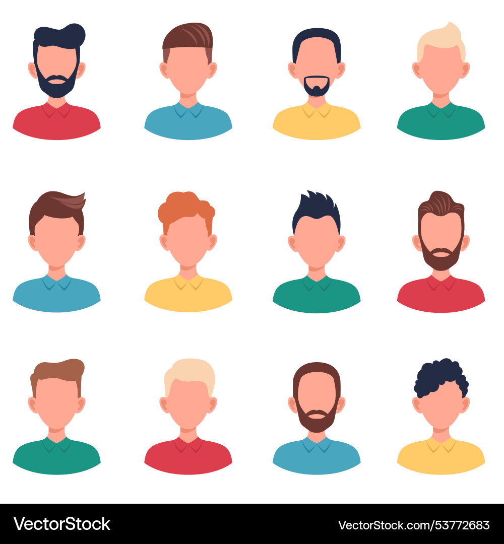 Set male portraits man user avatar profile Vector Image
