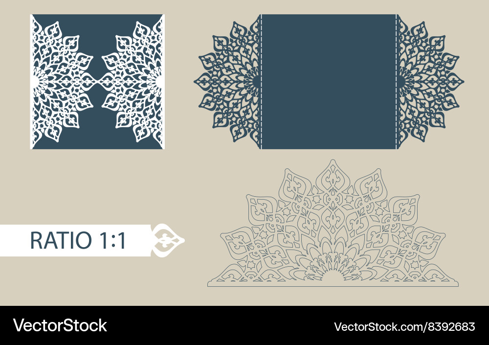 Template greeting card with openwork pattern Vector Image
