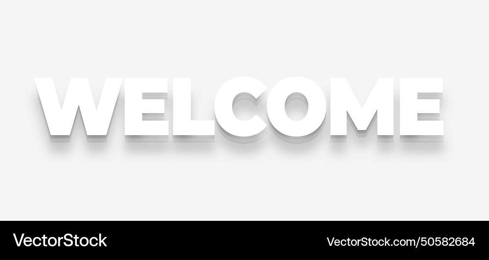 3d style elegant welcome text on white banner Vector Image