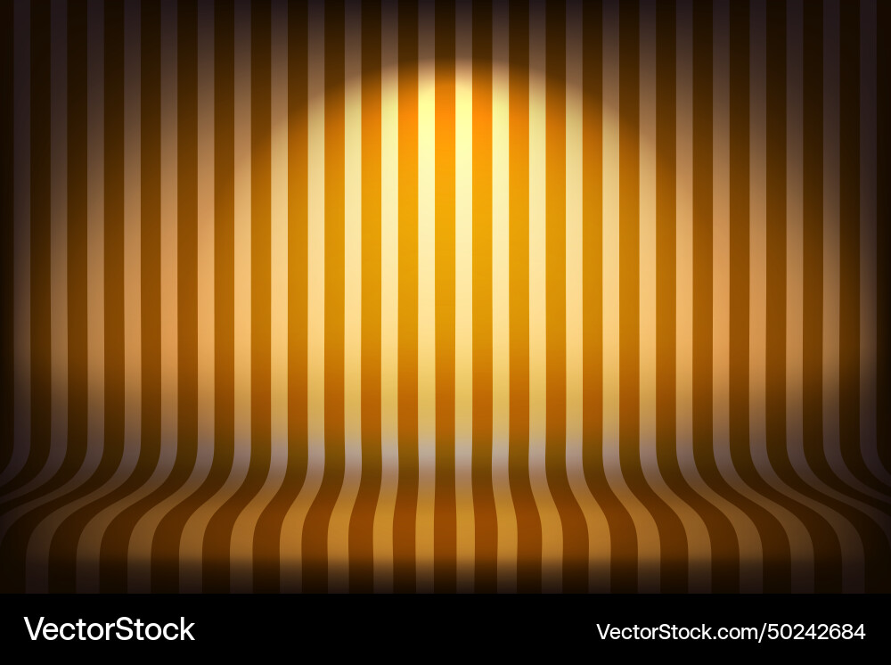 Abstract golden studio with stripes on the wall Vector Image