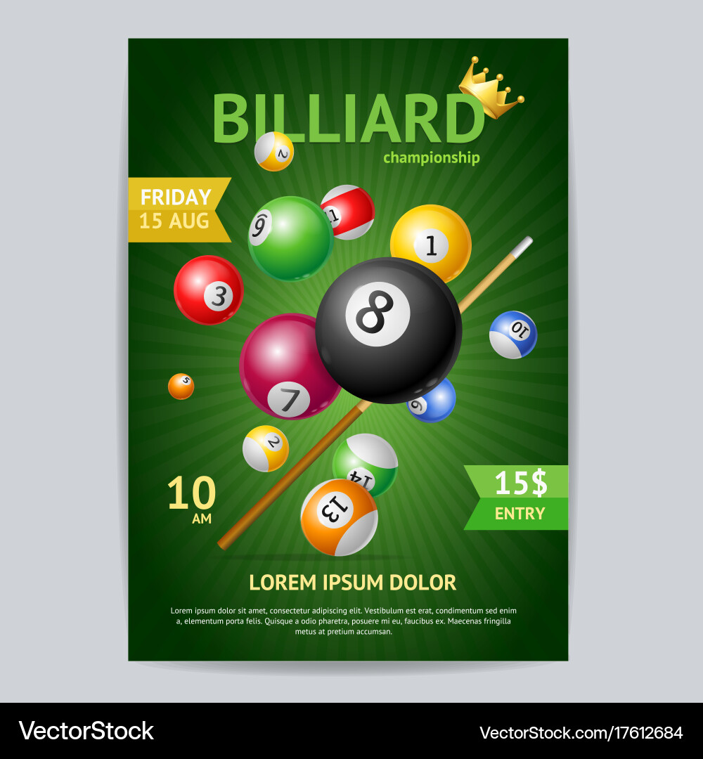 Billiard Tournament Poster Royalty Free Vector Image