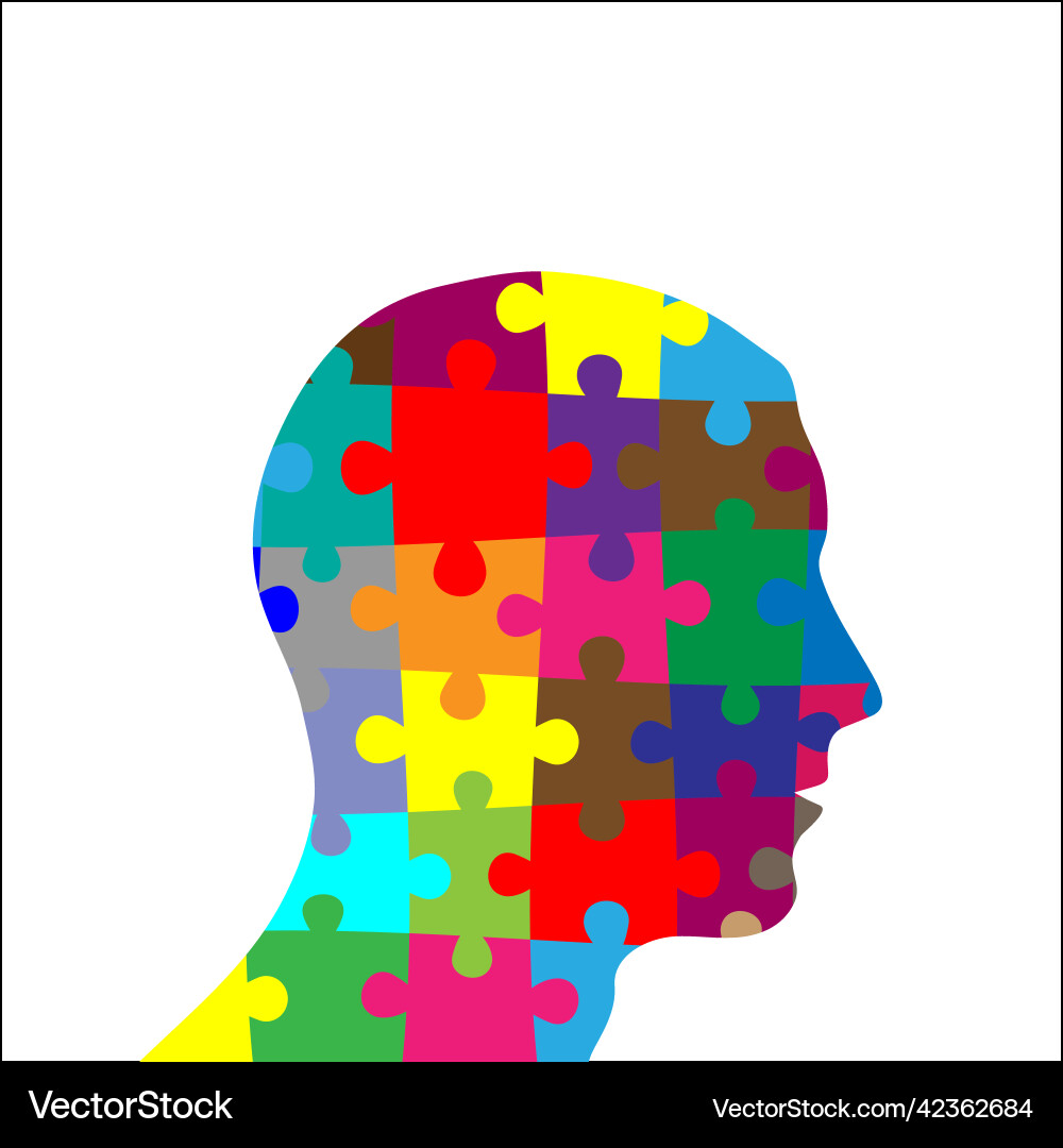 Color puzzle man head background Royalty Free Vector Image
