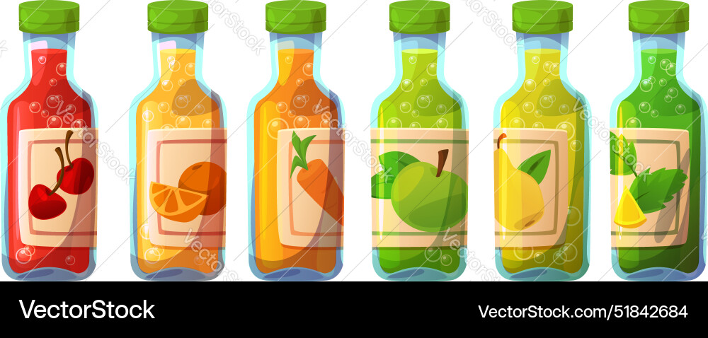 Fruit berry and vegetable soda in bottle Vector Image