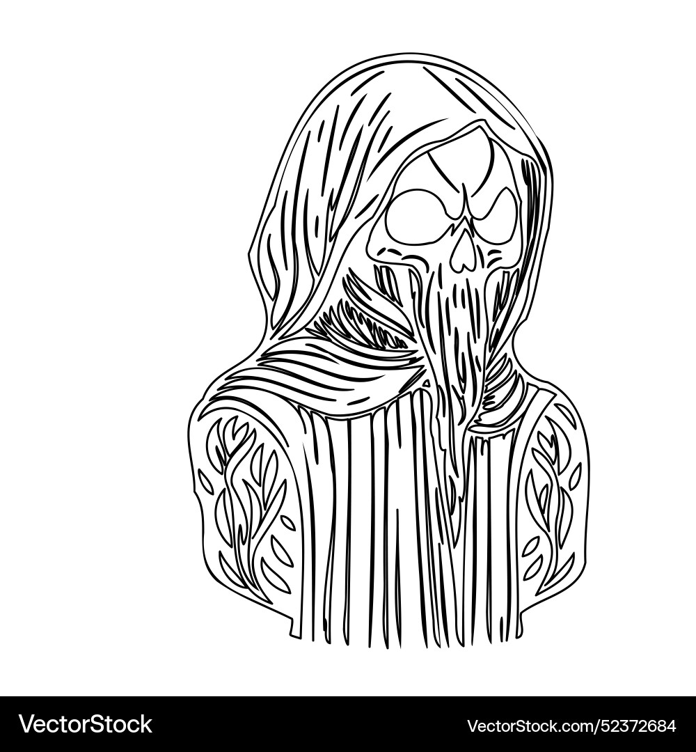 Grim reaper halloween outline sketch Royalty Free Vector