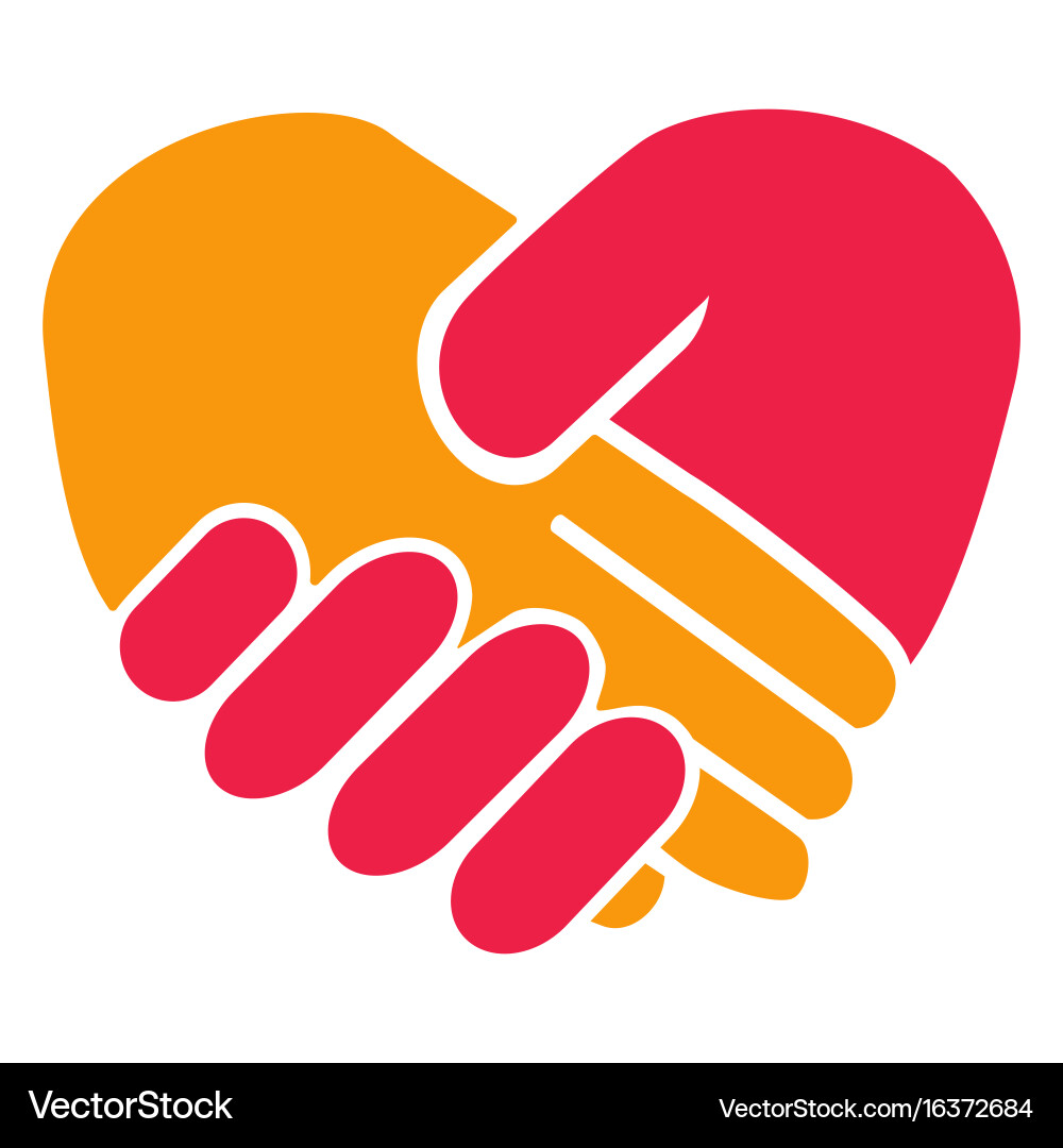 Handshake heart Royalty Free Vector Image - VectorStock