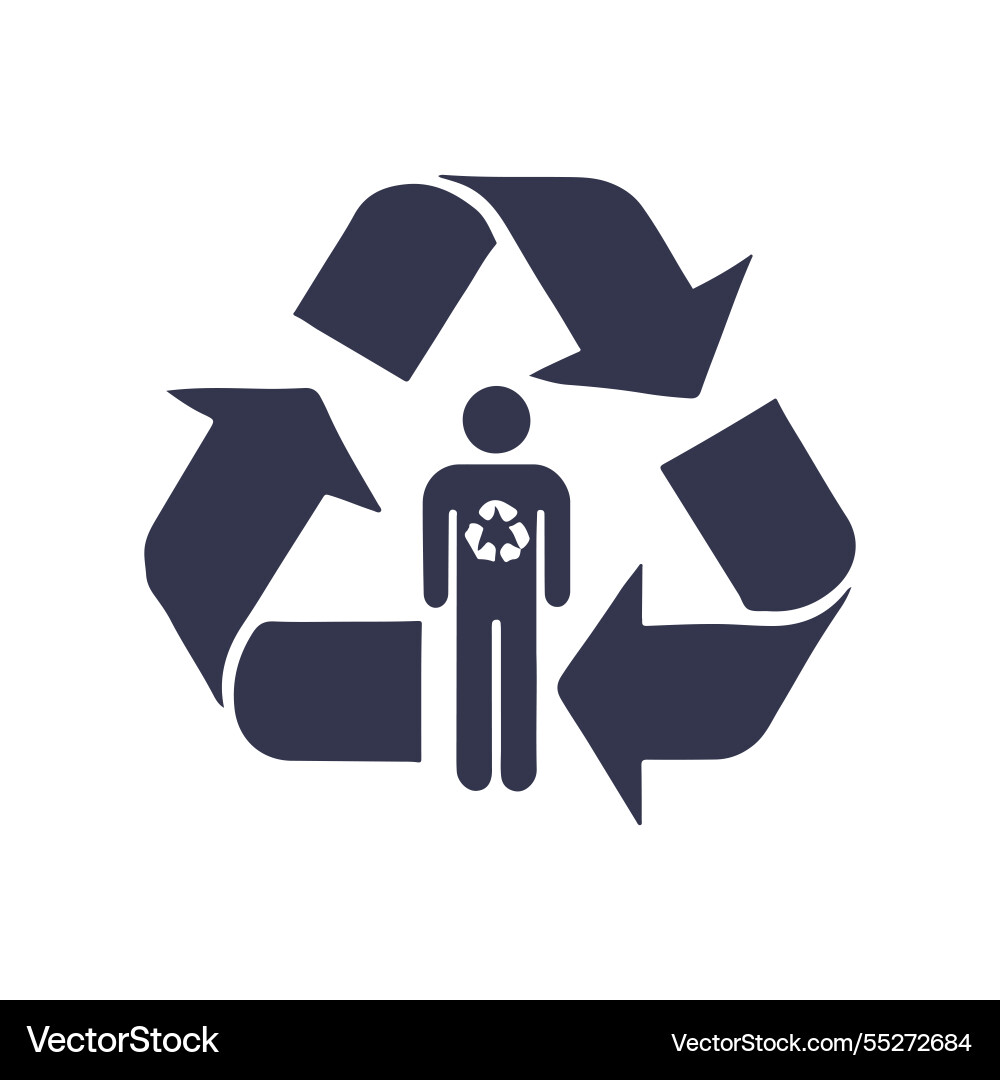Human and recycling symbol integration silhouette Vector Image