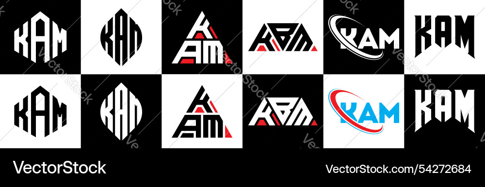 Kam letter logo design in six style polygon Vector Image