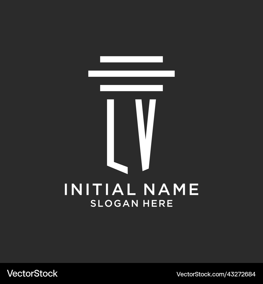 Lv initials with simple pillar logo design Vector Image