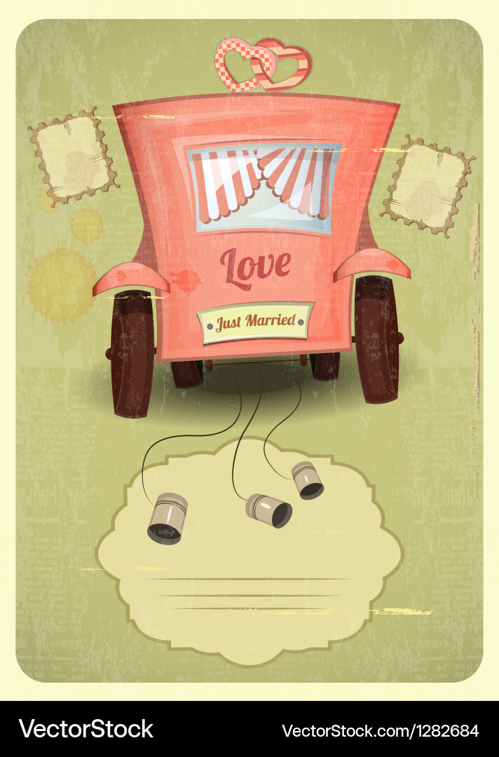 Retro Wedding Car Royalty Free Vector Image - VectorStock