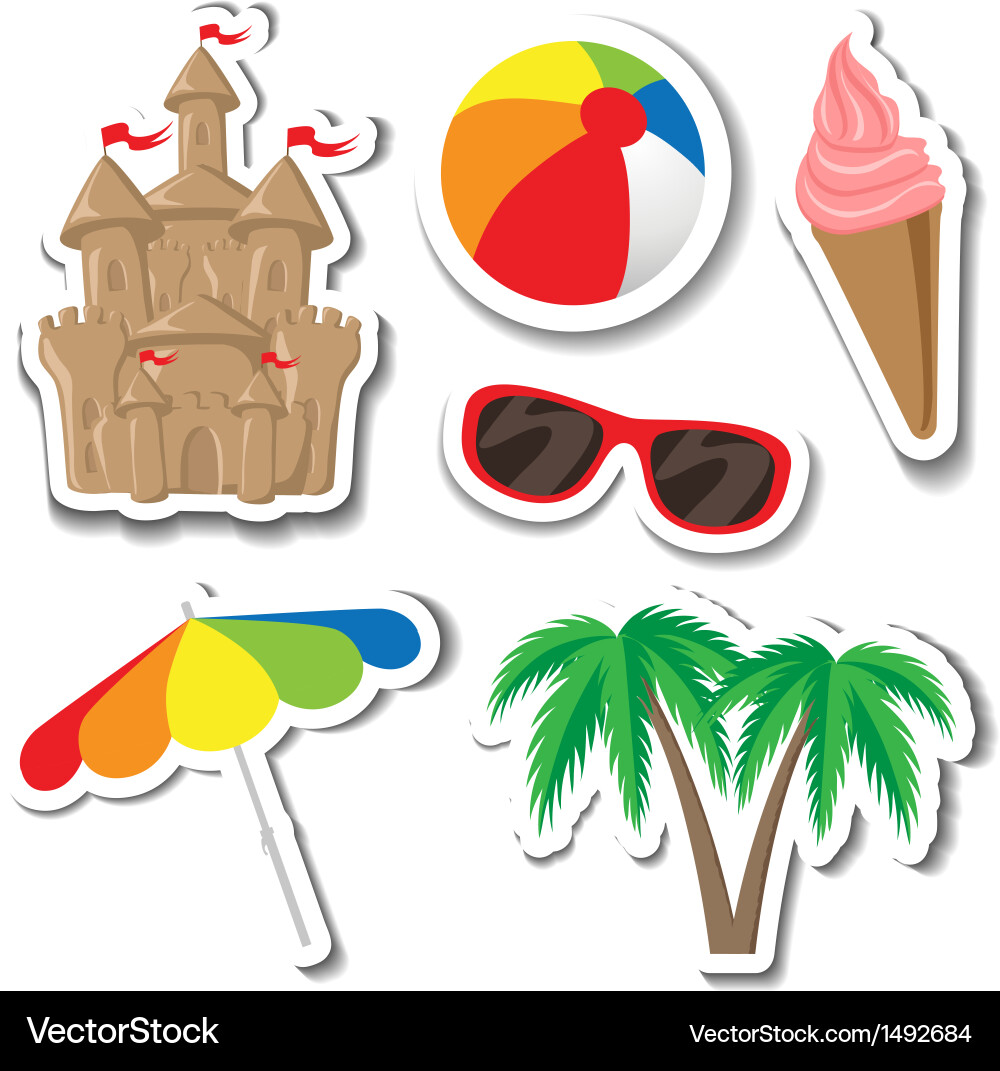 Summer sticker set Royalty Free Vector Image - VectorStock