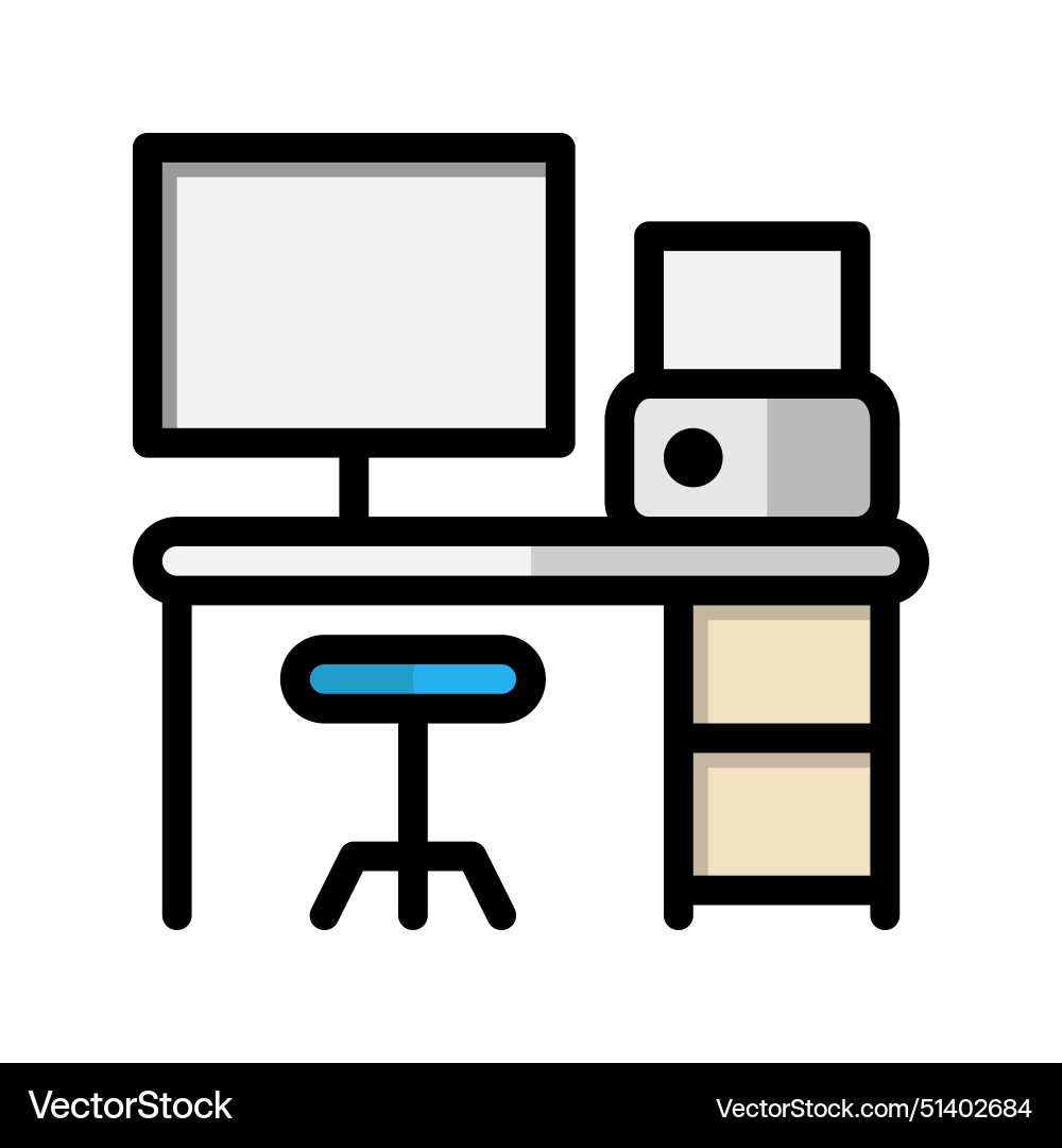 Work desk icon editable workspace furniture Vector Image