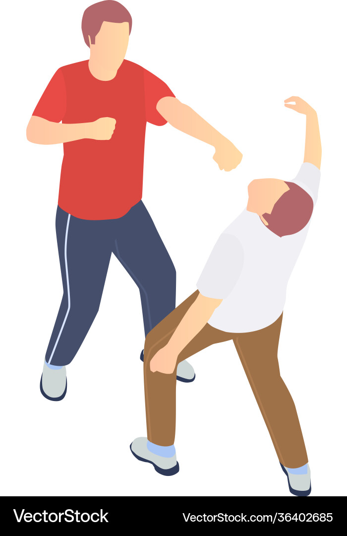 Criminal fight isometric composition Royalty Free Vector