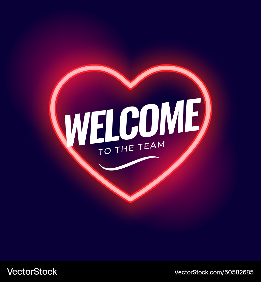 Glowing neon heart background with welcome Vector Image