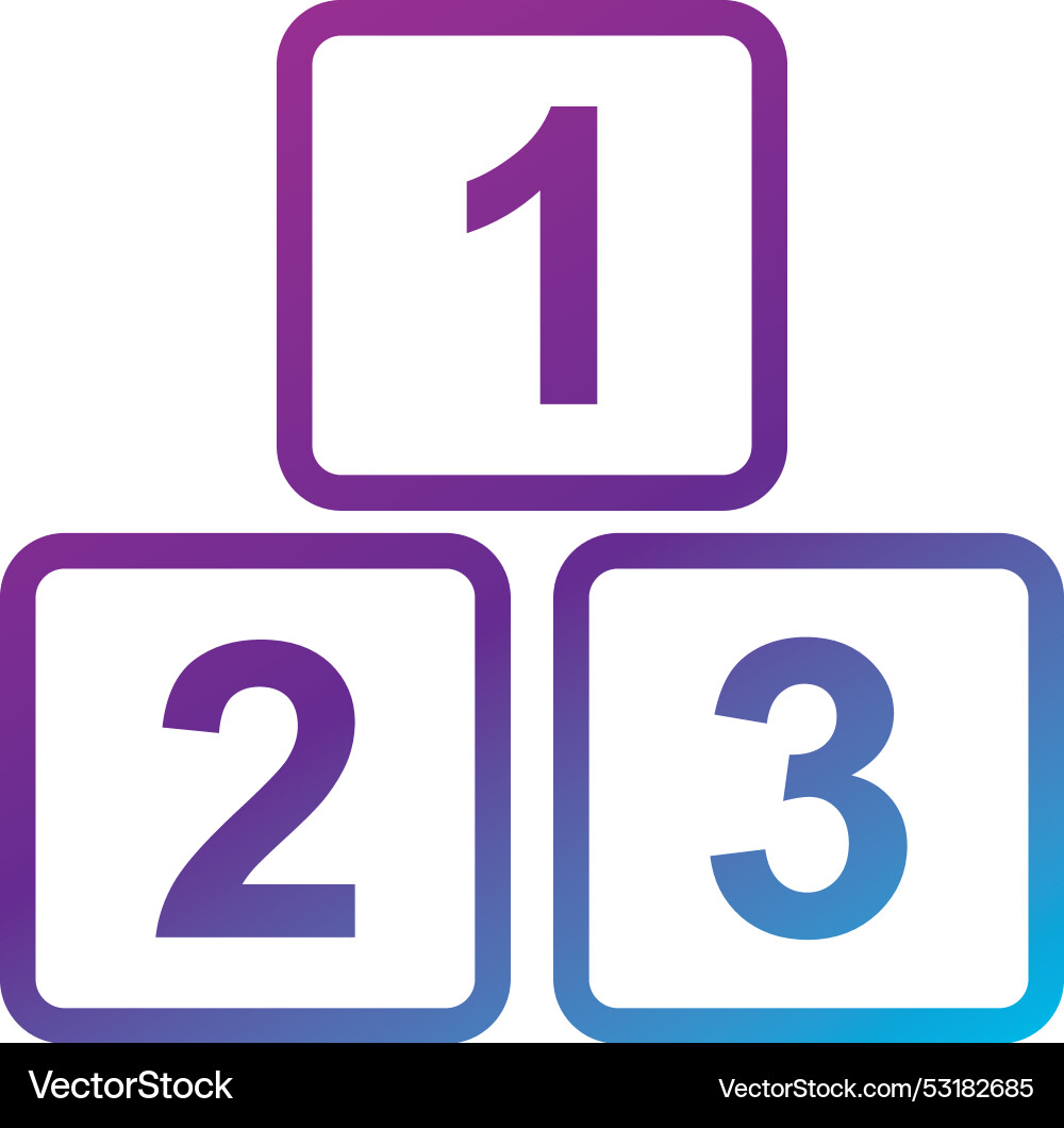 Gradient number blocks icon in purple and blue Vector Image
