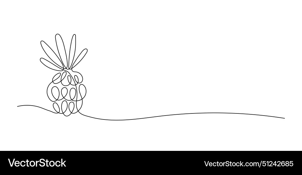 Pineapple fruit in continuous line art style Vector Image