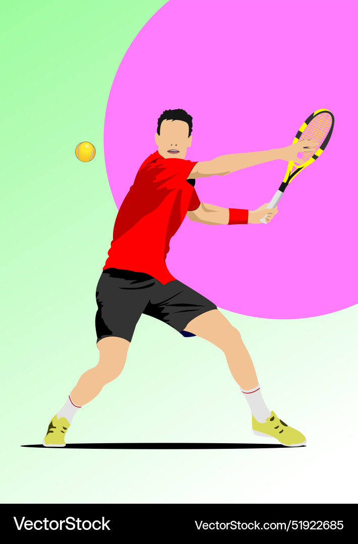 Tennis player colored hand drawn Royalty Free Vector Image