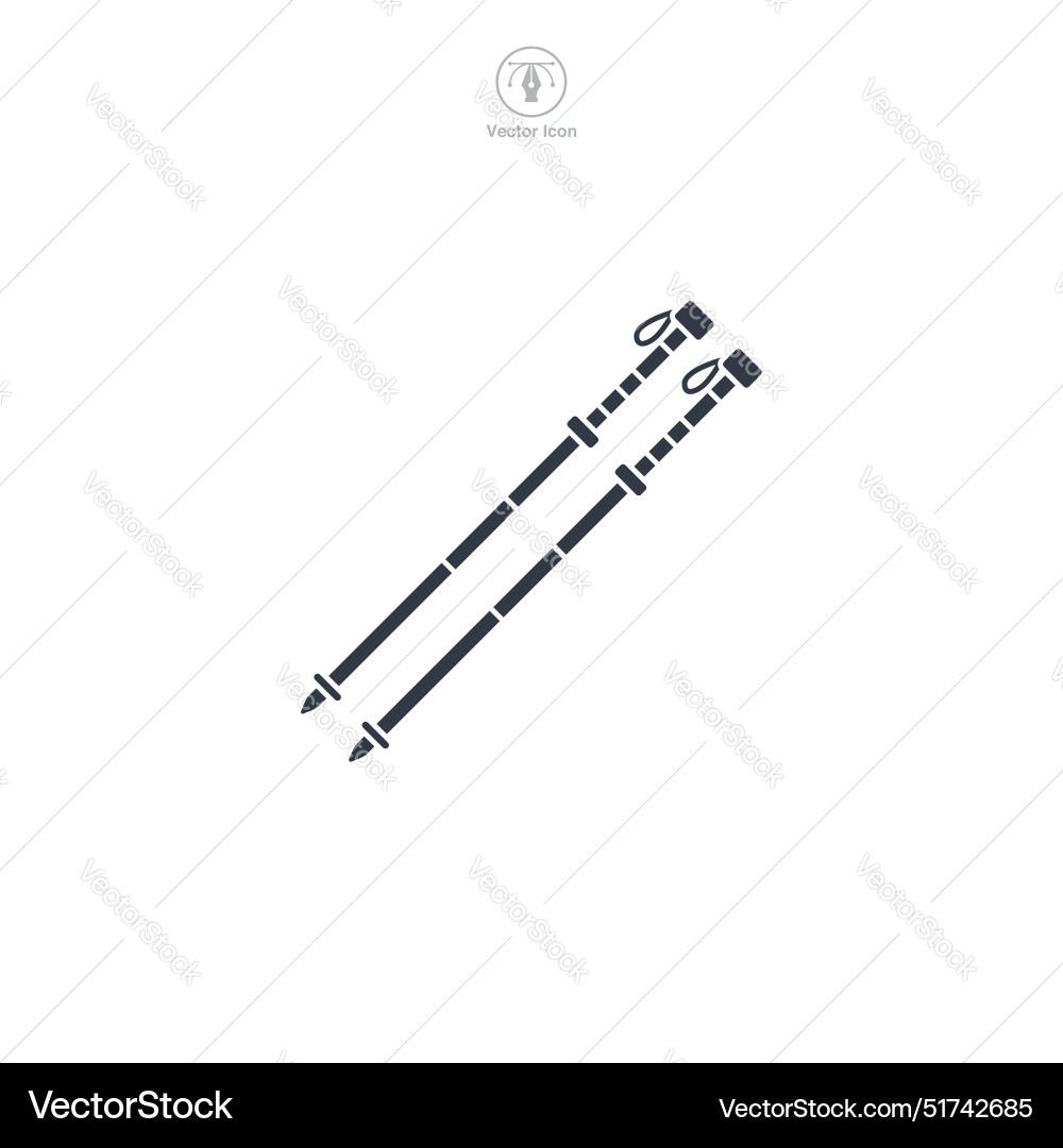 Trekking poles icon symbol isolated on white Vector Image