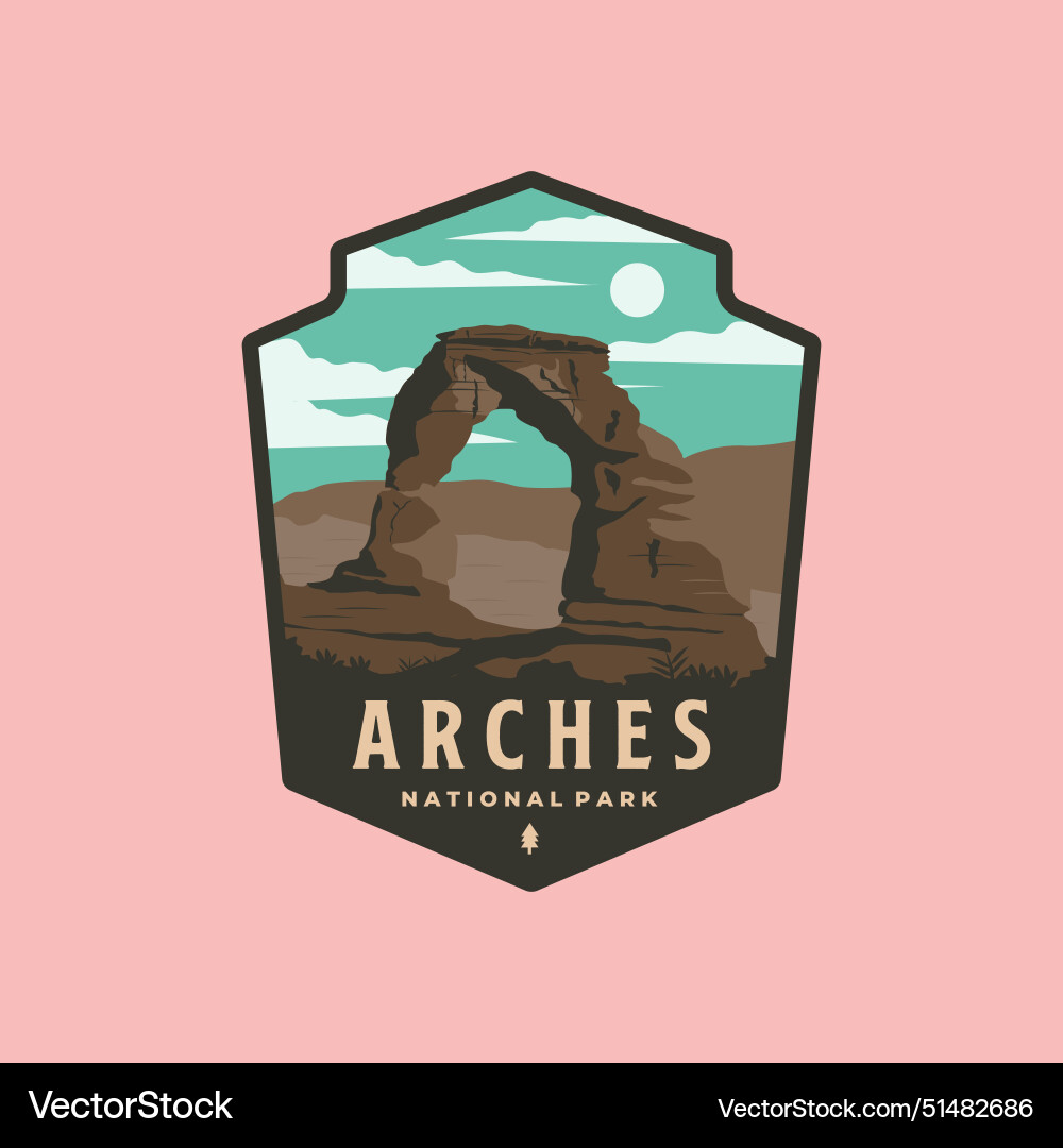 Arches national park emblem logo symbol design Vector Image