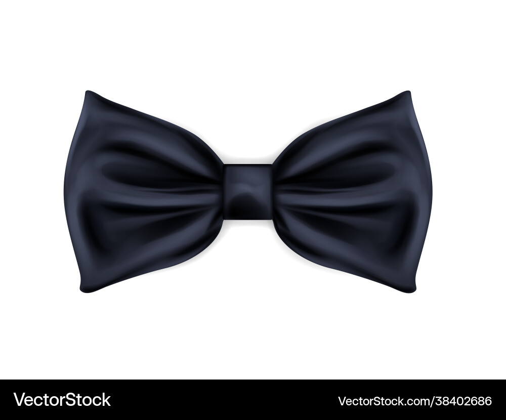 Black silk butterfly tie 3d realistic Royalty Free Vector