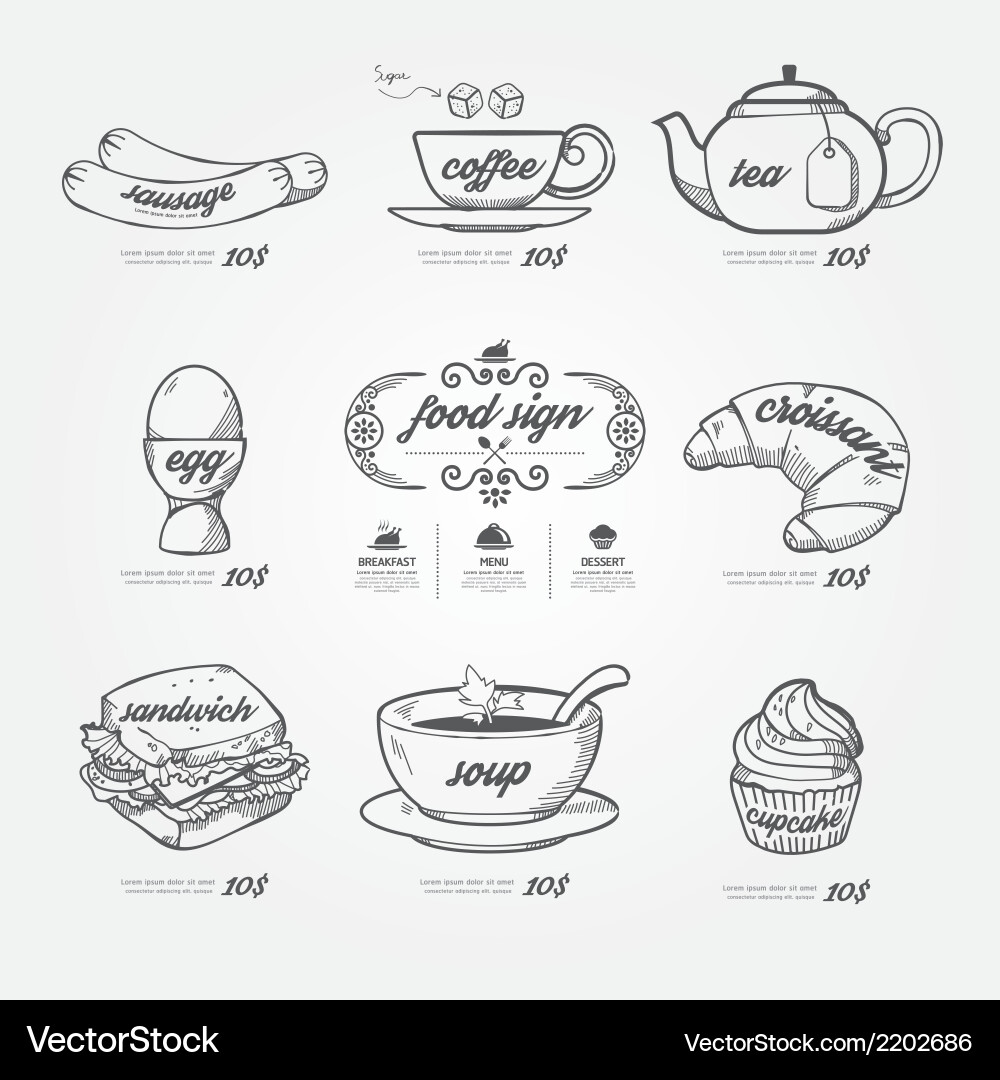 Chalkboard Menu Icons - Vintage Style Royalty Free Vector