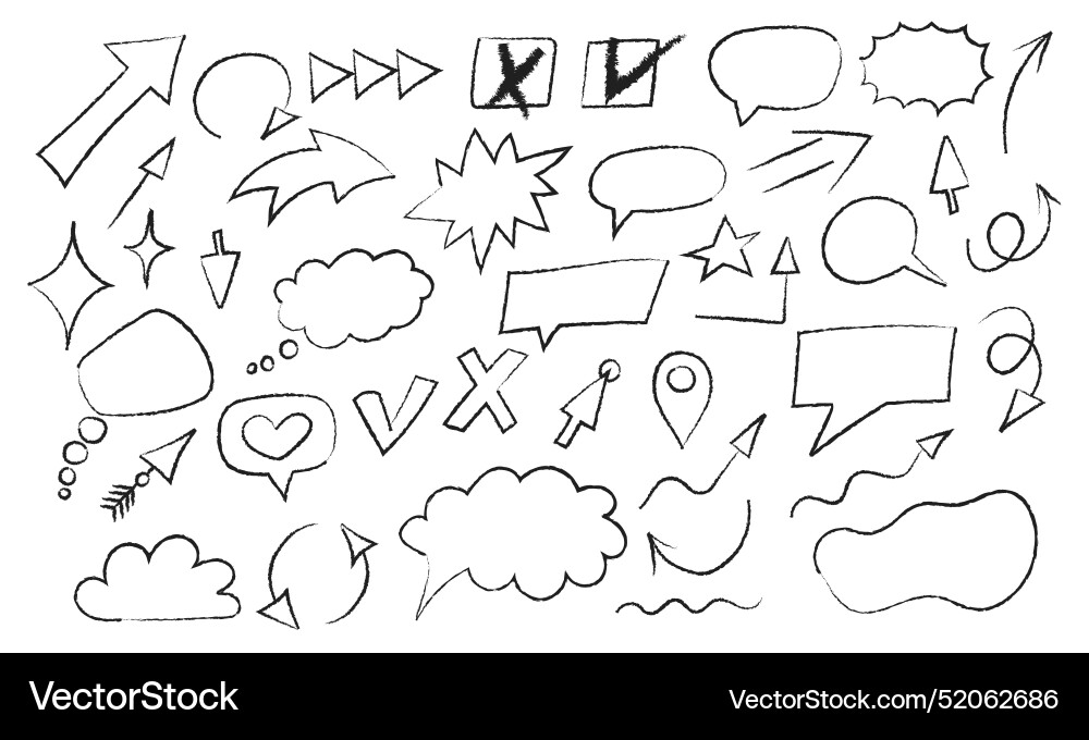 Crayon doodle shapes hand drawn brush highlight Vector Image