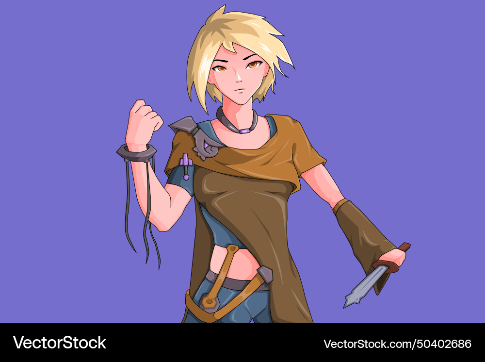 Girl hold knife character design Royalty Free Vector Image