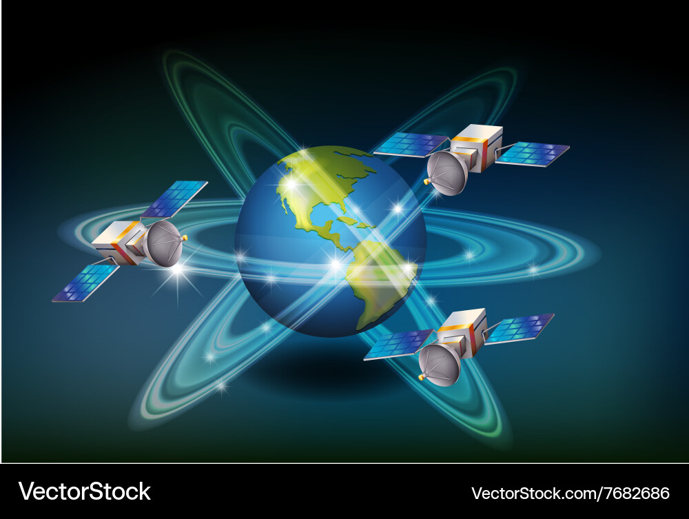 Gps system with satellites around the earth Vector Image