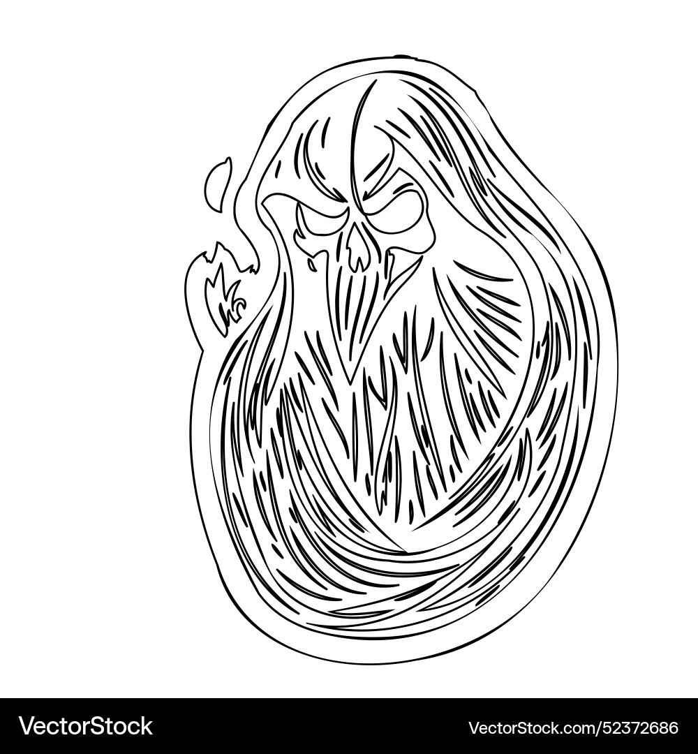 Grim reaper halloween outline sketch Royalty Free Vector