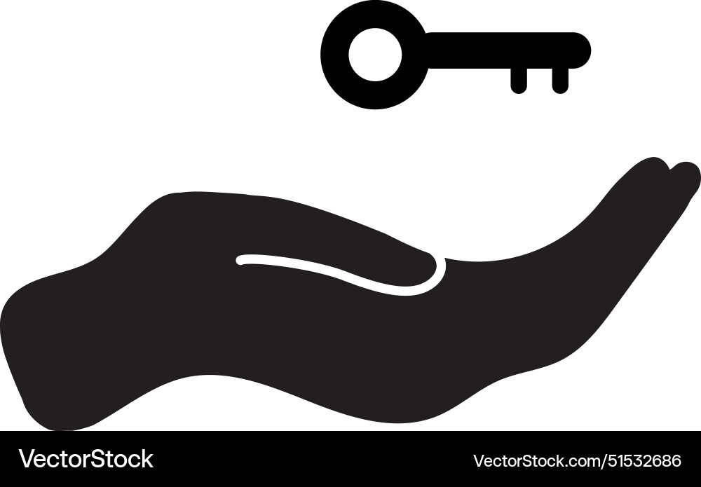 Hand with key icon a sign Royalty Free Vector Image