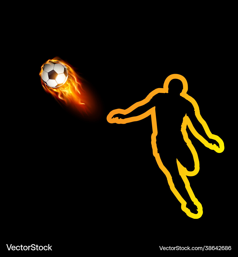 Silhouette a football player kick effect Vector Image